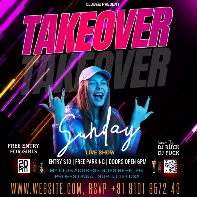 takeover sunday night party Template | PosterMyWall