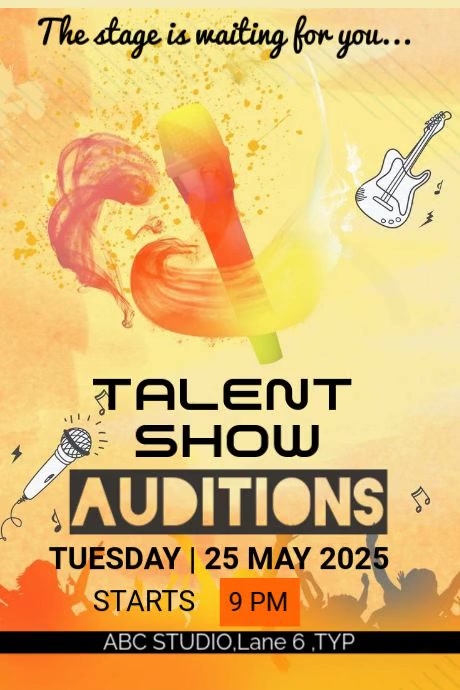 Talent Show,talent Hunt Audition Poster Template | PosterMyWall