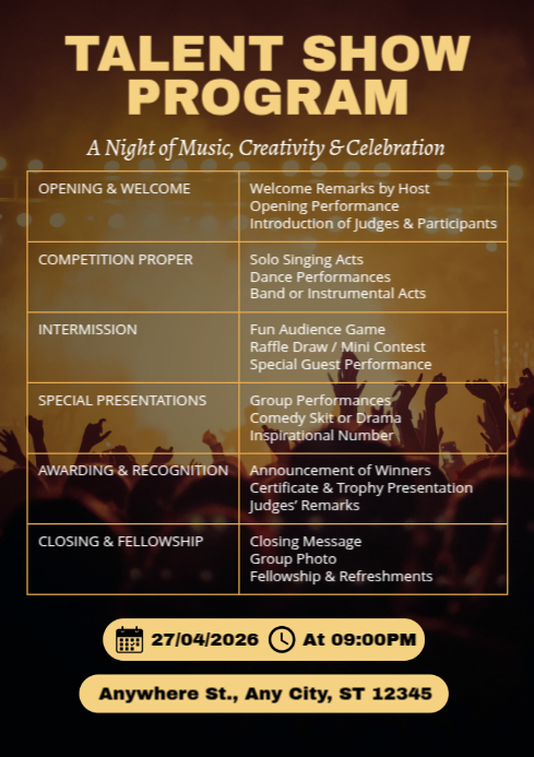 Copy of Talent Show Program Flow Ads | PosterMyWall
