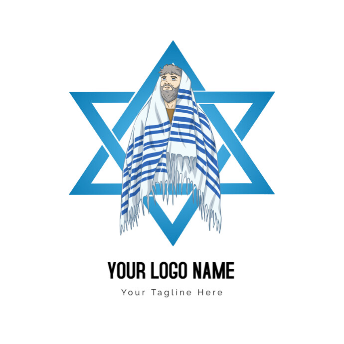 Tallit Rabbi Star Of David Judaism Logo templaat | PosterMyWall