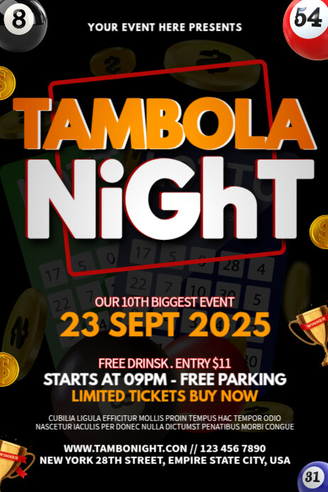 Plantilla de Tambola Night | PosterMyWall