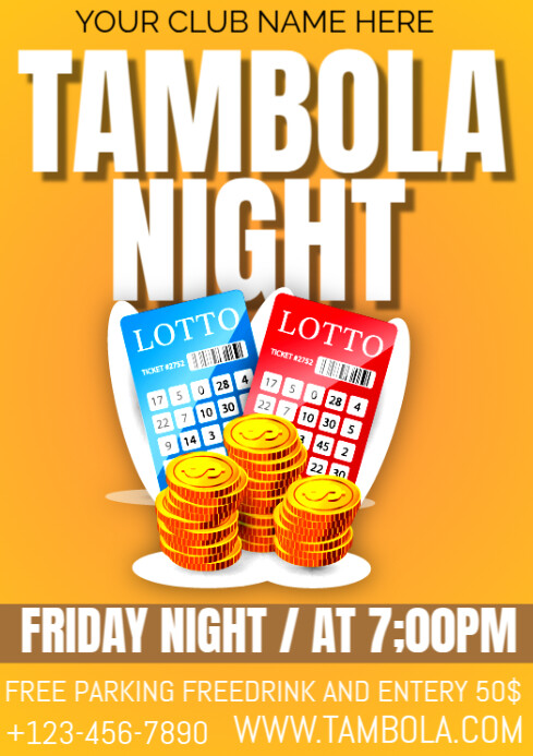 Plantilla de Naranja Tambola Night Event A4 | PosterMyWall