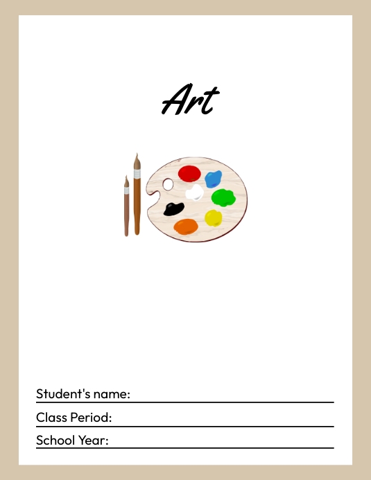 Tan & White School Subject Book Cover Template | PosterMyWall