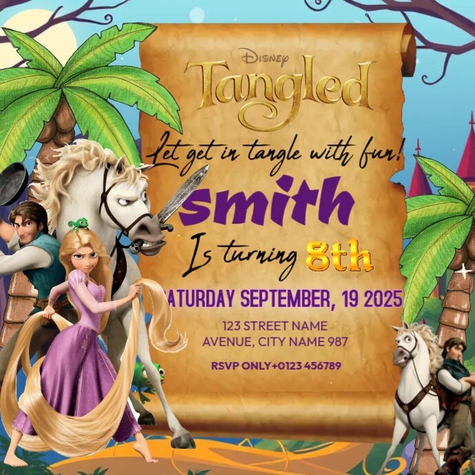 Tangled Birthday Theme Template | PosterMyWall