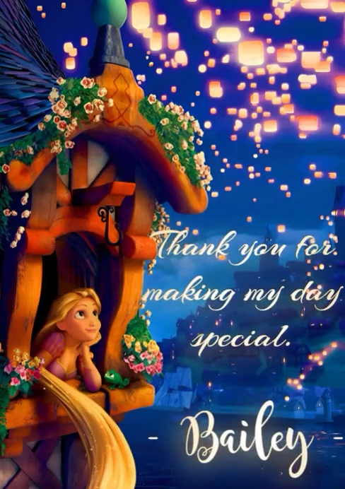 Plantilla de tangled thank you card | PosterMyWall