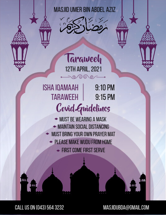 Taraweeh timing and etiquettes poster Template | PosterMyWall