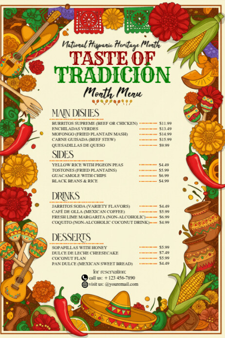 Taste Of Tradicion Heritage Menu Template | PosterMyWall