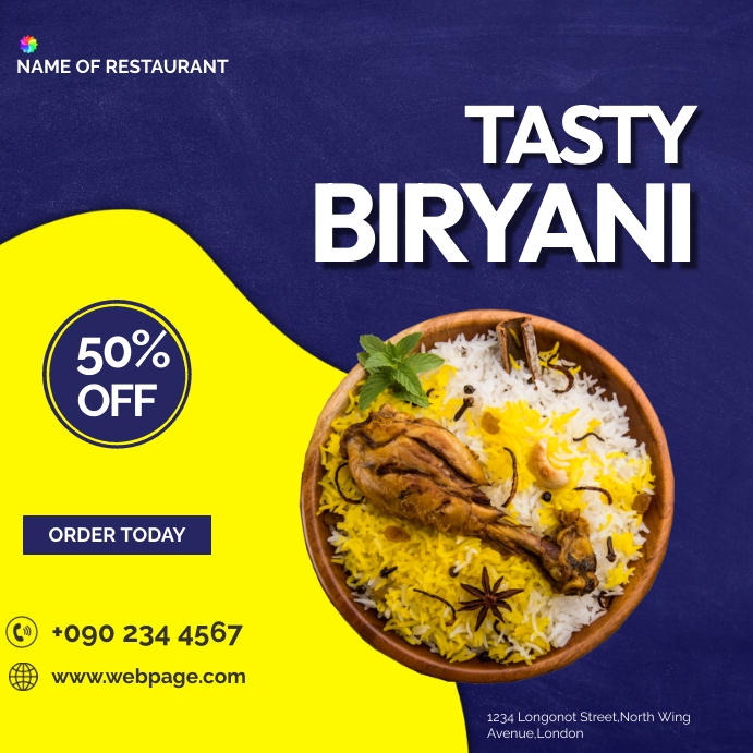TASTY BIRYANI FLYER Template | PosterMyWall