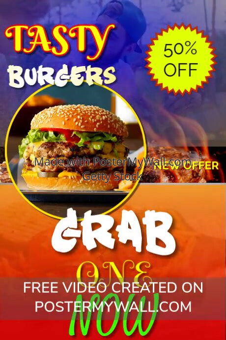 TASTY BURGERS OFFER Template | PosterMyWall