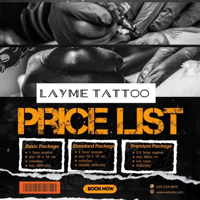 Tattoo Price List Inked Bold Template | PosterMyWall