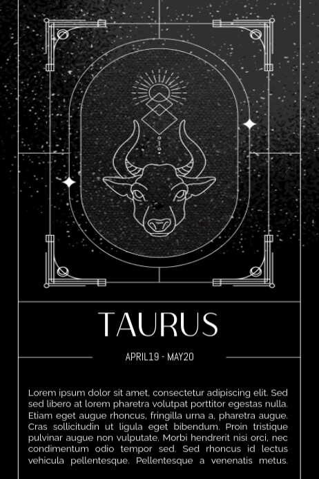 Taurus black n white poster Templat | PosterMyWall