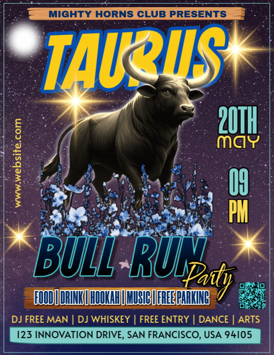 Taurus bull run party Template | PosterMyWall