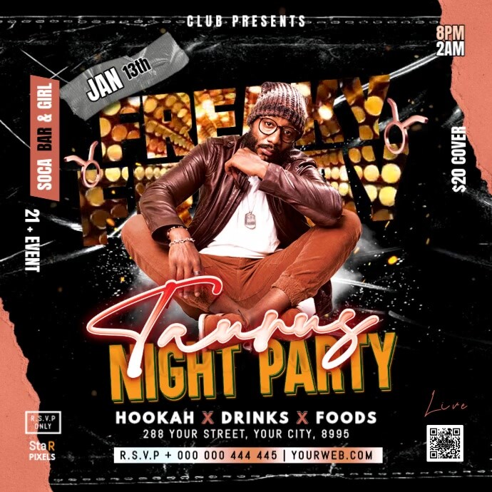 Copy of taurus party friday FREAKY party | PosterMyWall