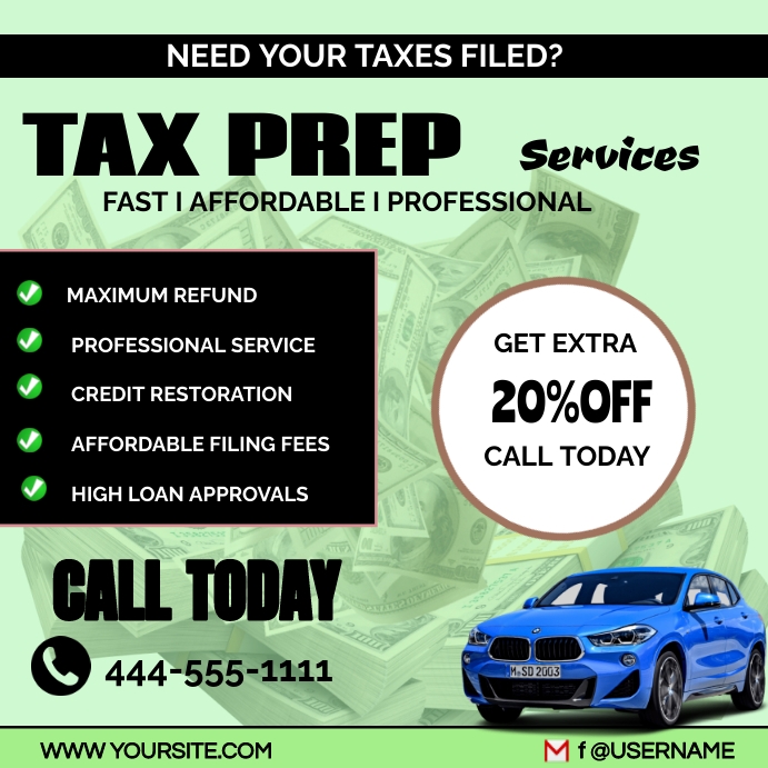 TAX PREP services Template | PosterMyWall
