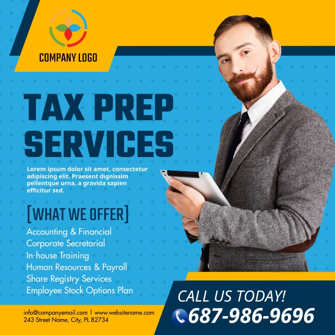 Tax Prep Services Instagram Post Template | PosterMyWall