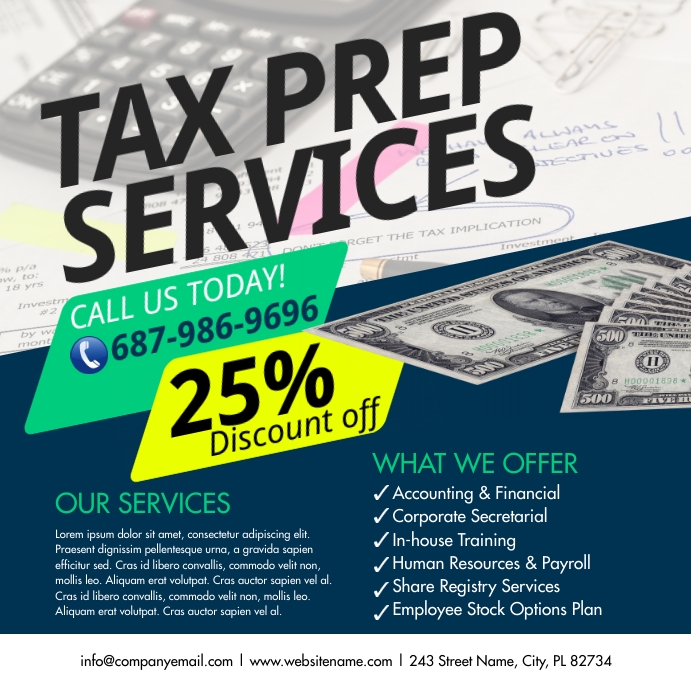 Tax Prep Services Instagram Post Template | PosterMyWall