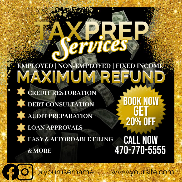 Tax Preparation Flyer, Tax Prep, Tax Business Template | PosterMyWall