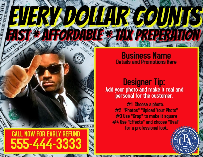 Tax Preperation Advertisement Postcard Template | PosterMyWall