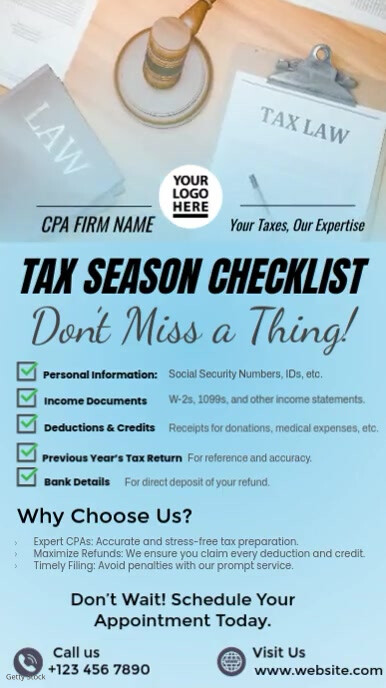 Tax Season Checklist Flyer Template – CPA Firm Appointment Promo ...