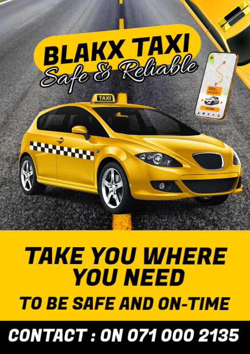 Taxi Service Flyer, Cab Service Flyer, DIY Canva Taxicab Service Poster ...
