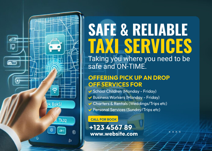 Taxi Service Postcard Template | PosterMyWall