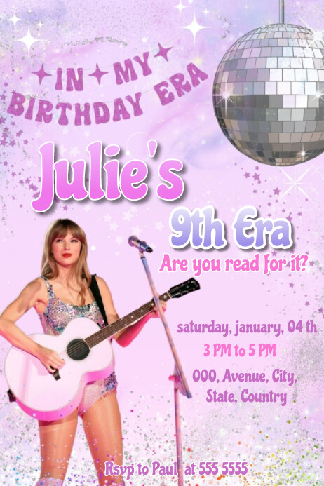 Taylor Swift Birthday Era Invitation Template | PosterMyWall