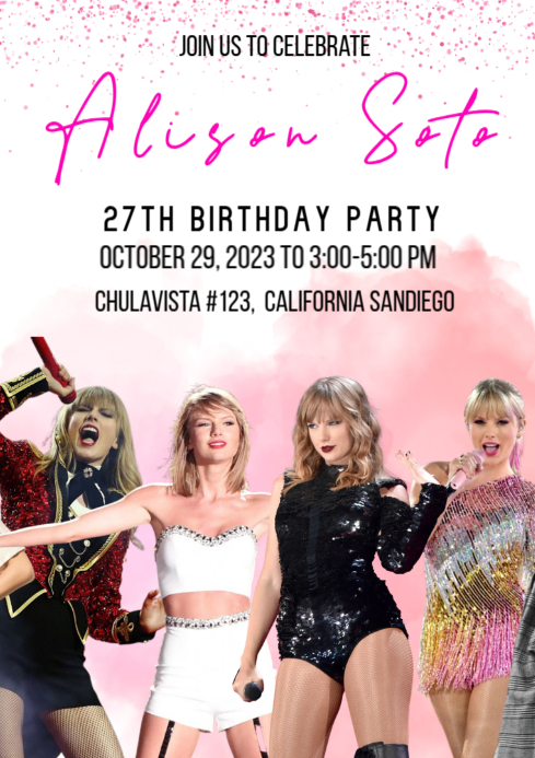 Plantilla de Taylor swift invitation | PosterMyWall