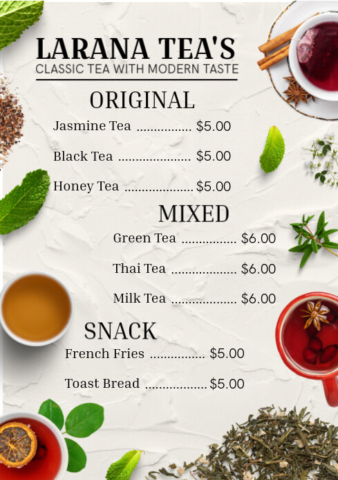 Copy of Tea Drink Menu | PosterMyWall