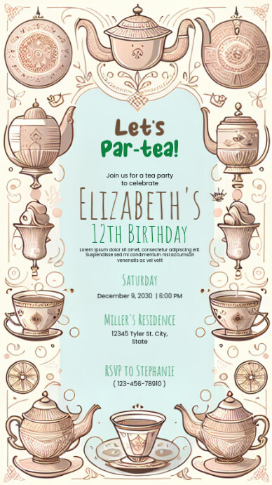 Copy of Tea Party Invitation Instagram Story Template | PosterMyWall