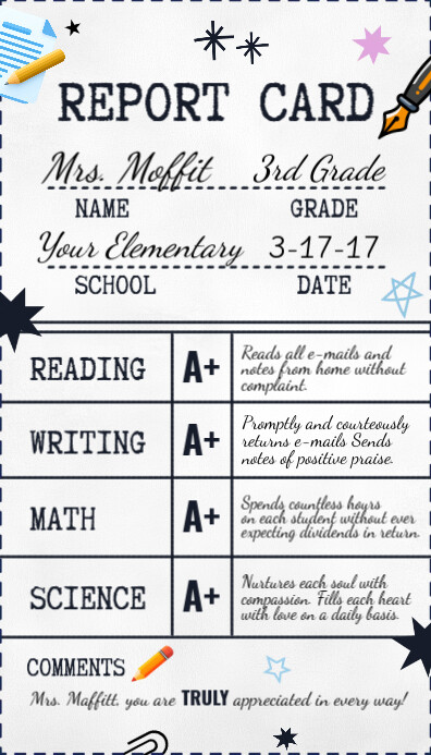 Teacher's Day Report Card Template | PosterMyWall
