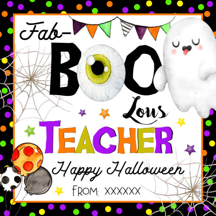 Modèle Teacher Halloween Gift Tags Printable | PosterMyWall