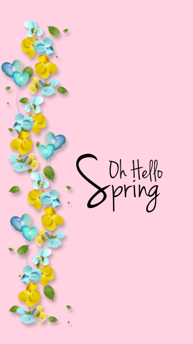 Copy of teal and yellow floral hello spring instagram | PosterMyWall