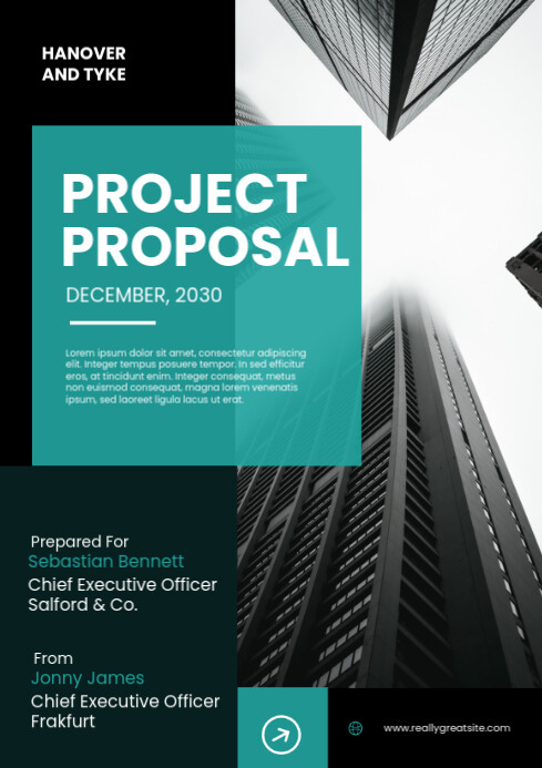 Copy of Teal Black Modern and Minimalist Project Business Proposal Cover | PosterMyWall