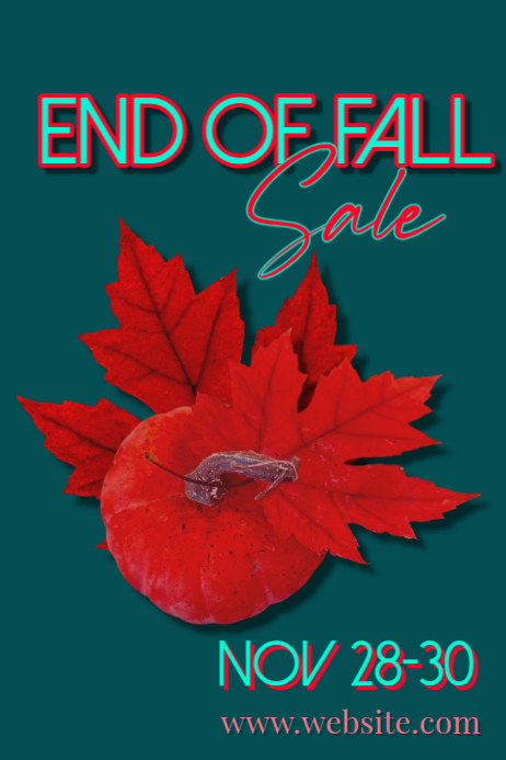 Teal/Red Typographic End of Fall Sale Poster Template | PosterMyWall