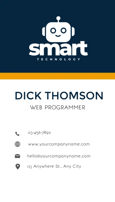 Copy of Tech Simple Business Card Portrait Template | PosterMyWall