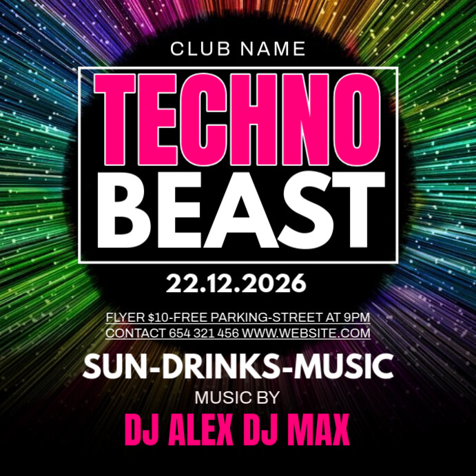 techno beast Template | PosterMyWall