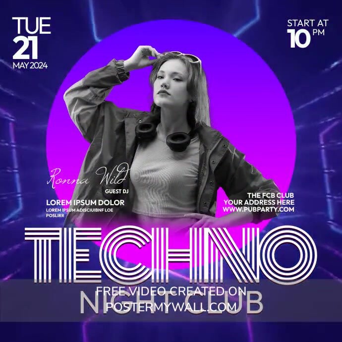 Techno Night Club Template | PosterMyWall