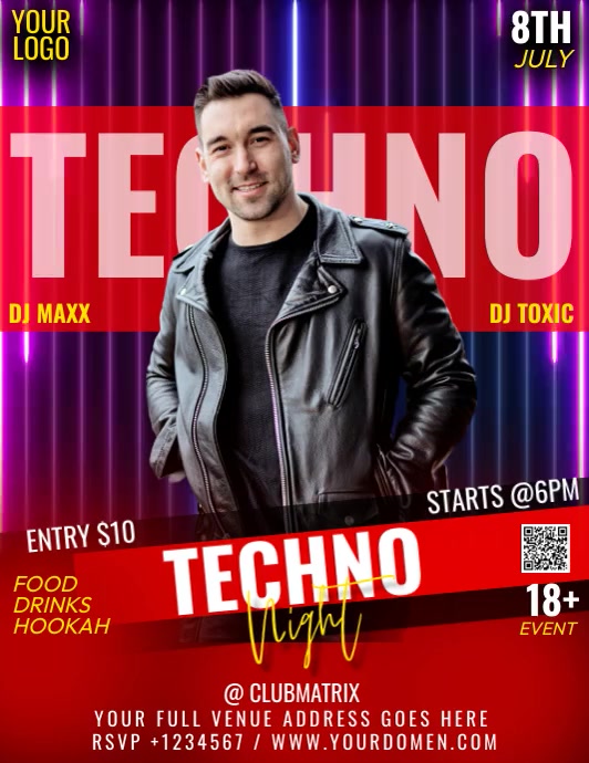 Techno Night Template | PosterMyWall