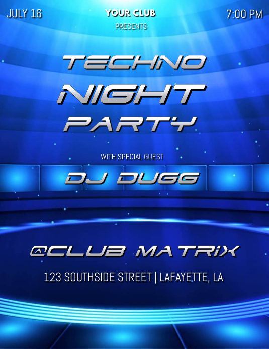 Copy of TECHNO NIGHT PARTY FLYER | PosterMyWall
