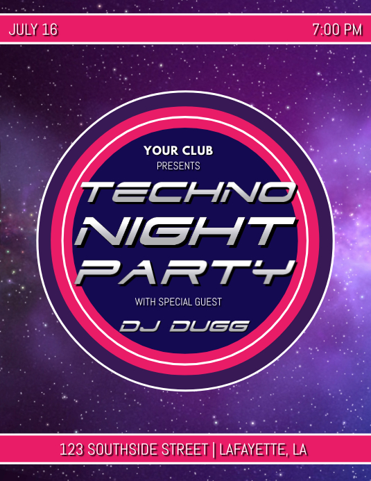 Copy of TECHNO NIGHT PARTY FLYER | PosterMyWall