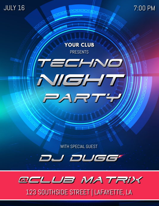 Copy of TECHNO NIGHT PARTY FLYER | PosterMyWall