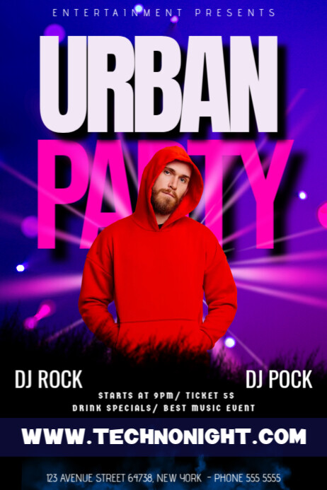 techno night party flyer template (3) | PosterMyWall