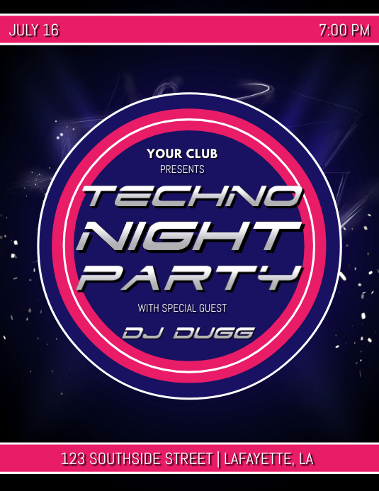 Copy of TECHNO NIGHT PARTY FLYER TEMPLATE | PosterMyWall