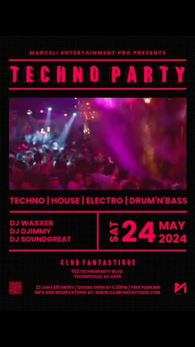 Techno Party Ad Social Media Template | PosterMyWall