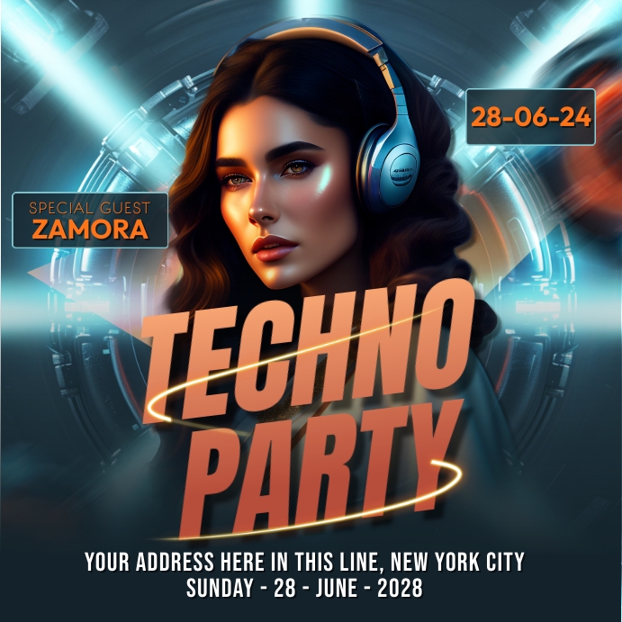 Techno Party AI Template | PosterMyWall