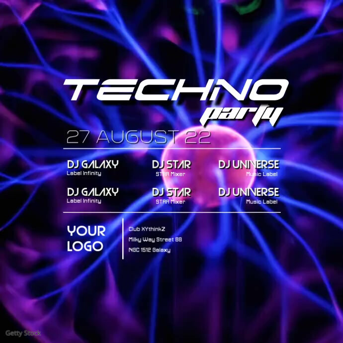 Techno Party Electro Electronic Music Club Green Abstract Template ...