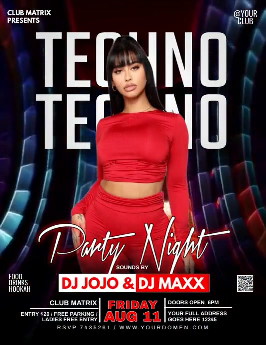 Techno Party Night Template | PosterMyWall