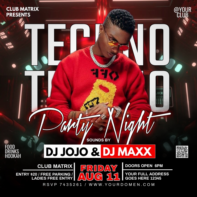 Techno Party Night Template | PosterMyWall