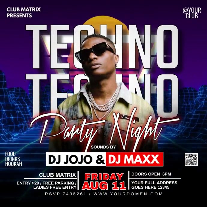 Modèle Techno Party Night | PosterMyWall