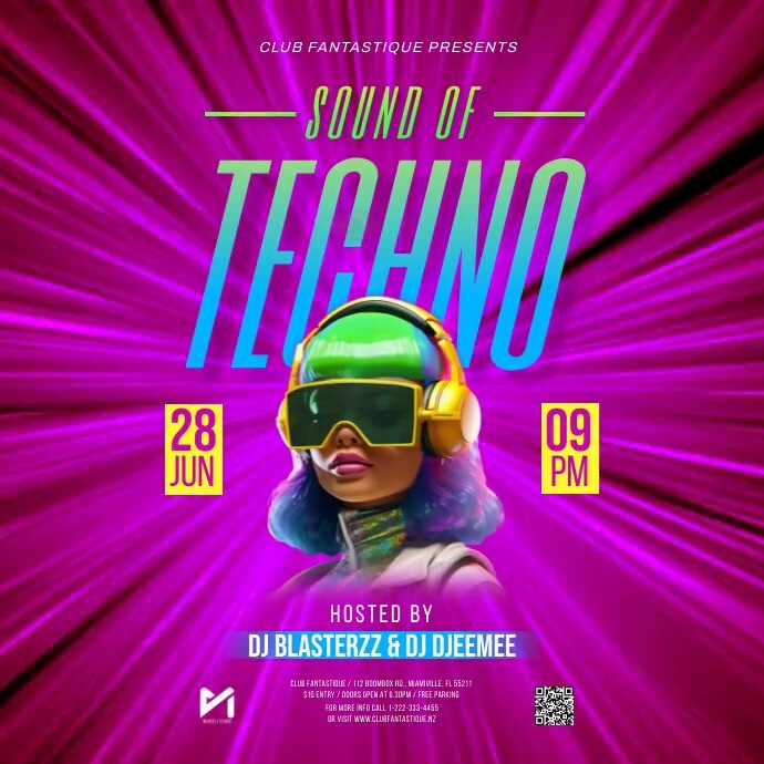 Plantilla de Techno Party Social Media Ad | PosterMyWall